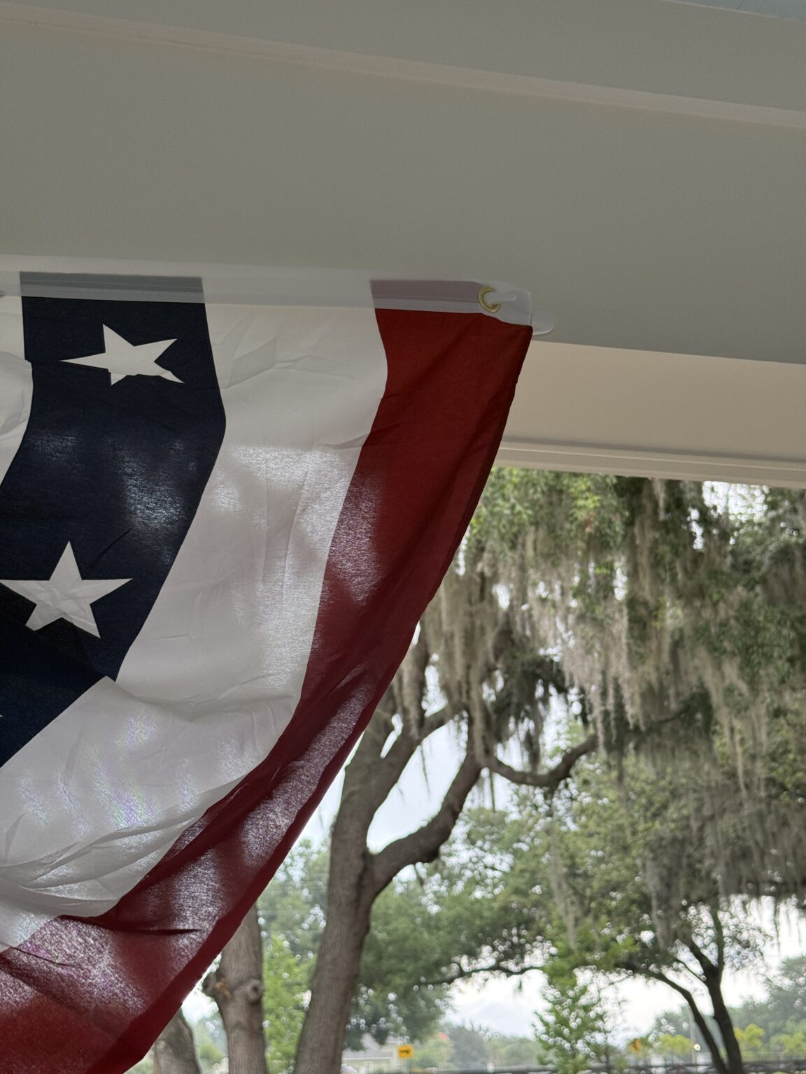 How to Hang Patriotic Flag Bunting - littlehousesimpleliving.com