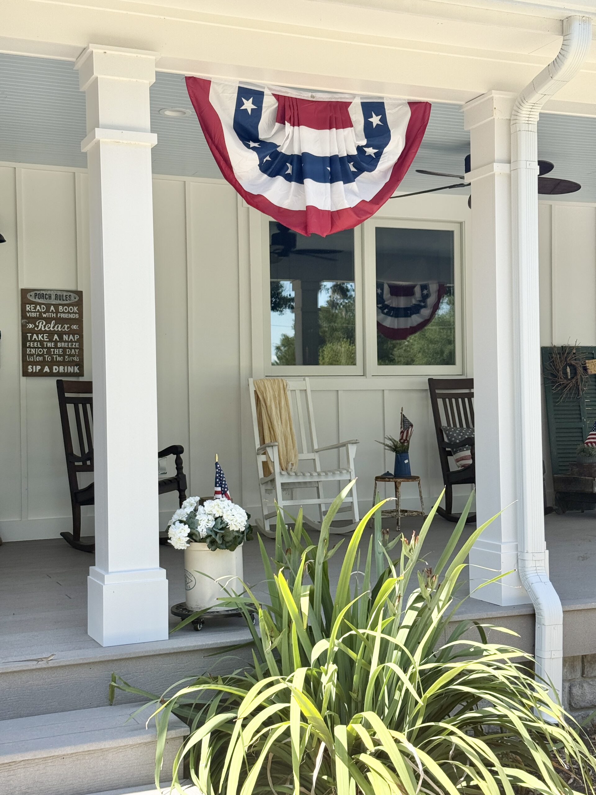 How to Hang Patriotic Flag Bunting - littlehousesimpleliving.com